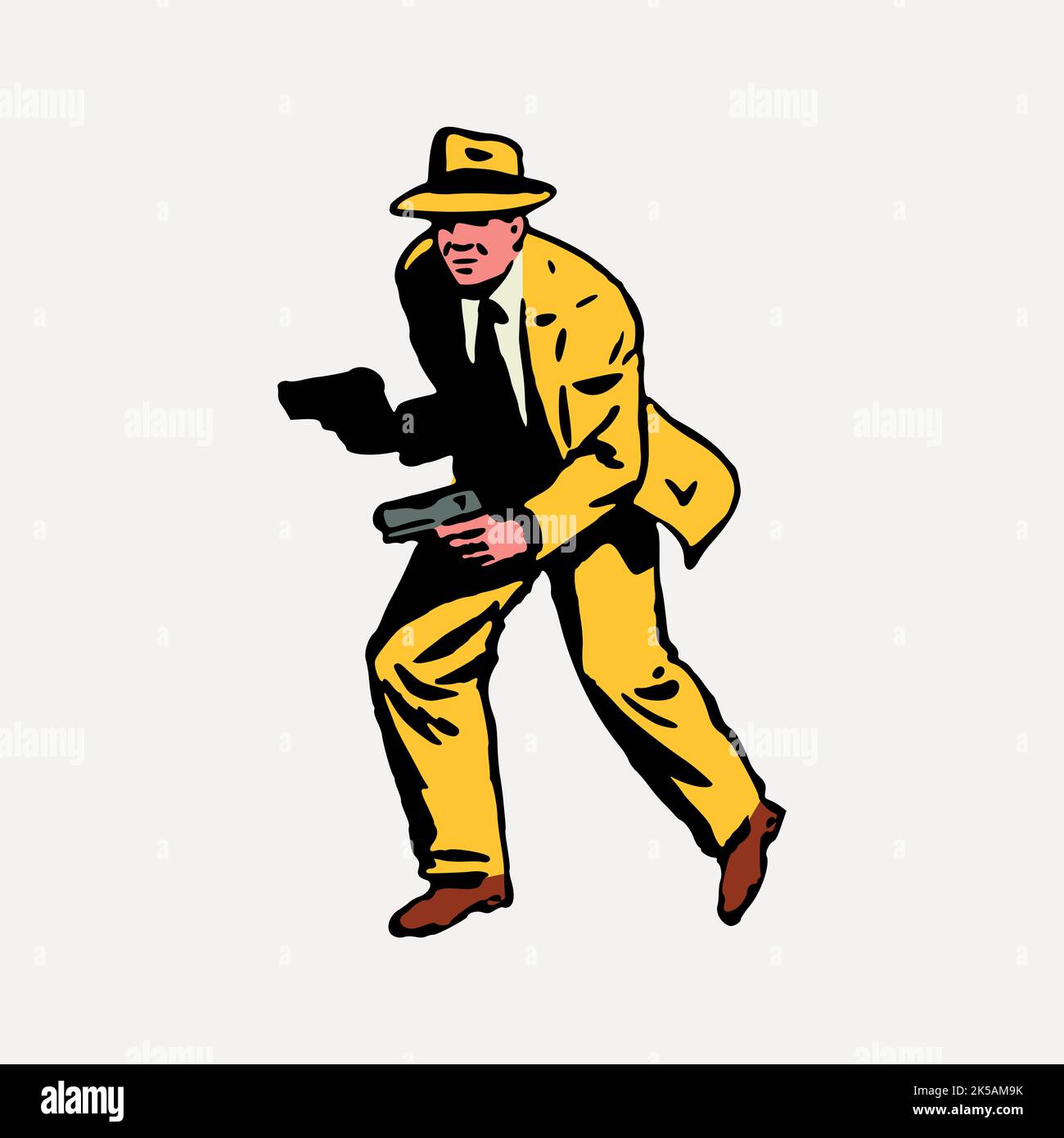 Comic gunman collage element, cute illustration vector Stock Vector ...