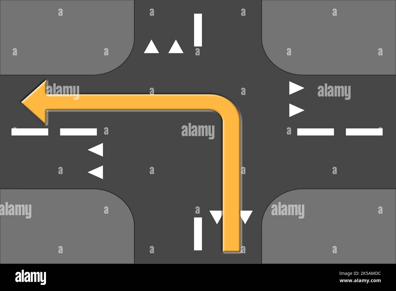 Turn left collage element, road illustration vector Stock Vector Image ...