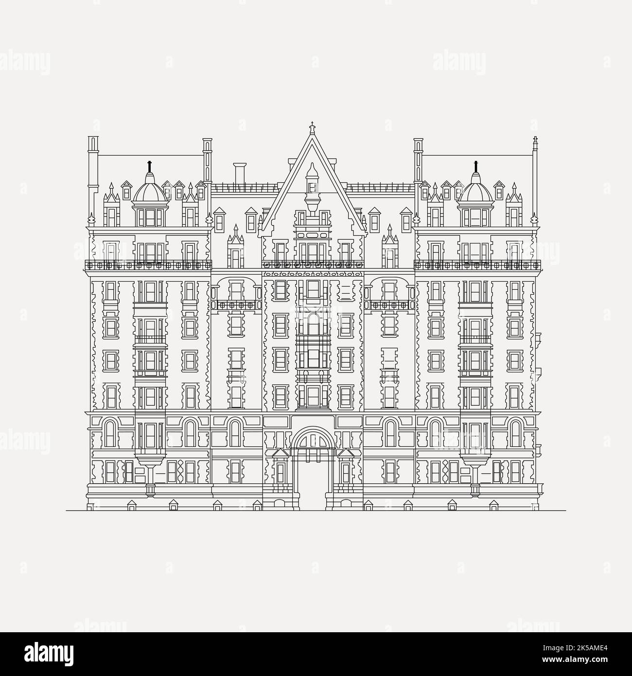 Mansion drawing, black and white illustration vector Stock Vector Image ...