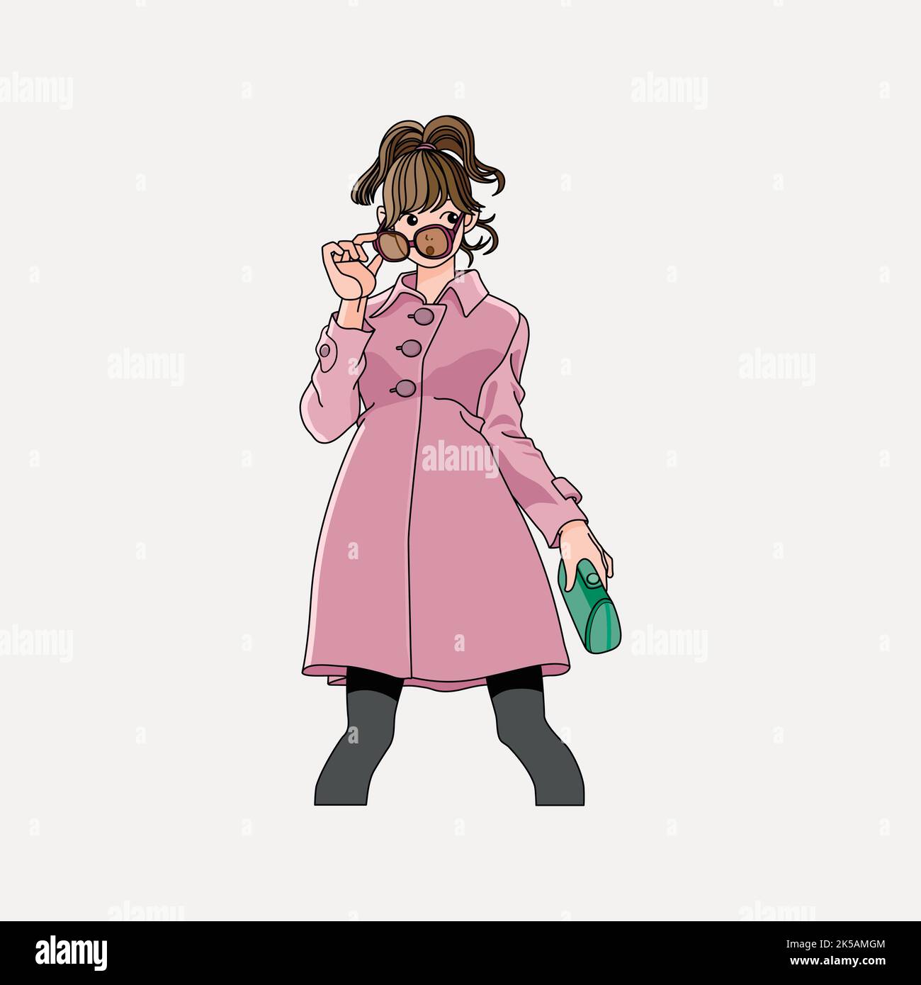 Comic girl collage element, cute illustration vector Stock Vector Image ...