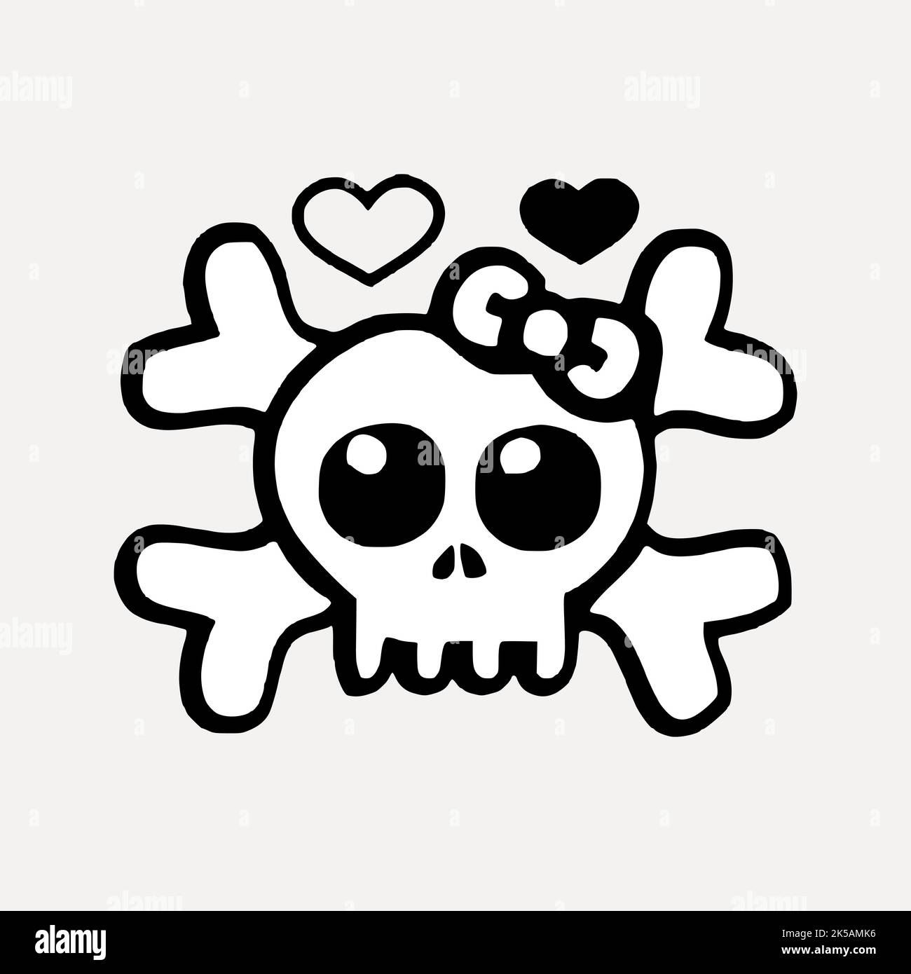 Cute skull collage element, cute illustration vector Stock Vector Image ...