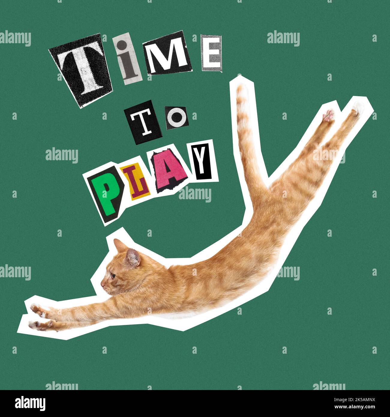 Playing. Contemporary art collage, design in magazine style with happy ...