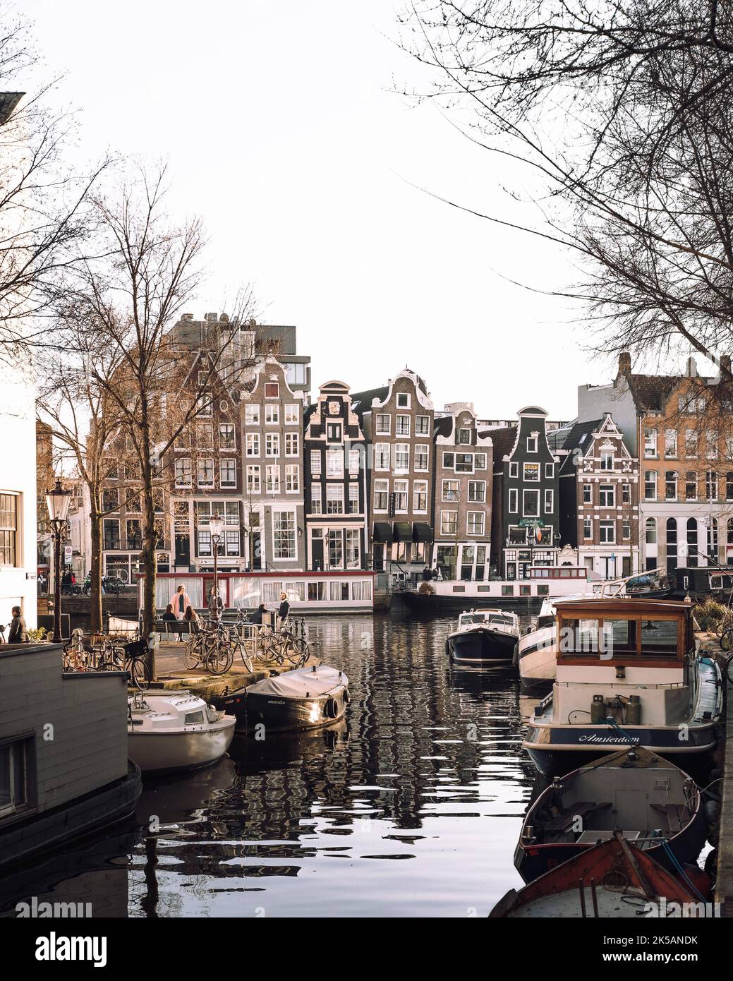 Amsterdam Panoramic view of canal during end of the day grey ...
