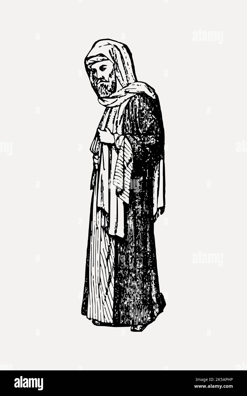 Arabian man collage element, drawing illustration vector Stock Vector ...