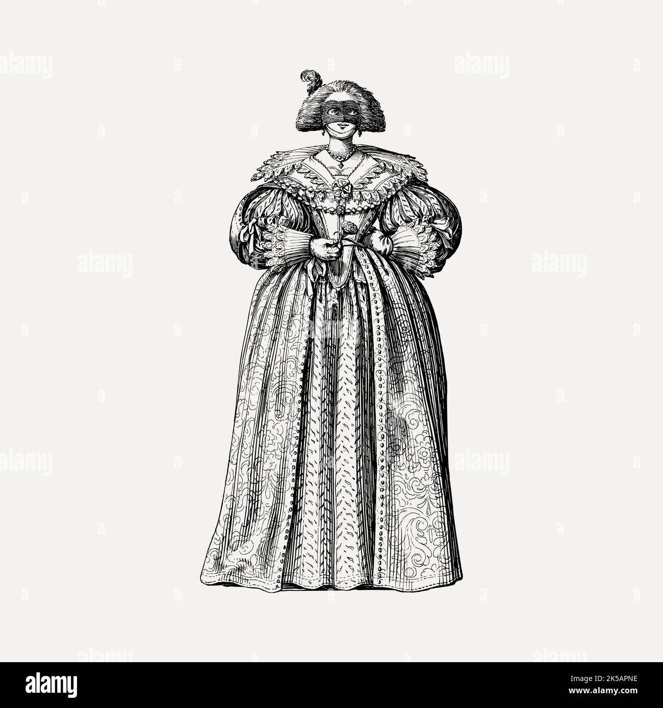Lady in gown collage element, drawing illustration vector Stock Vector ...