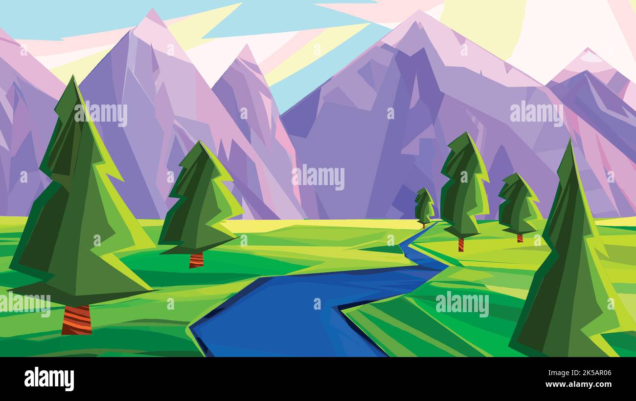Nature landscape collage element, cute illustration vector Stock Vector ...