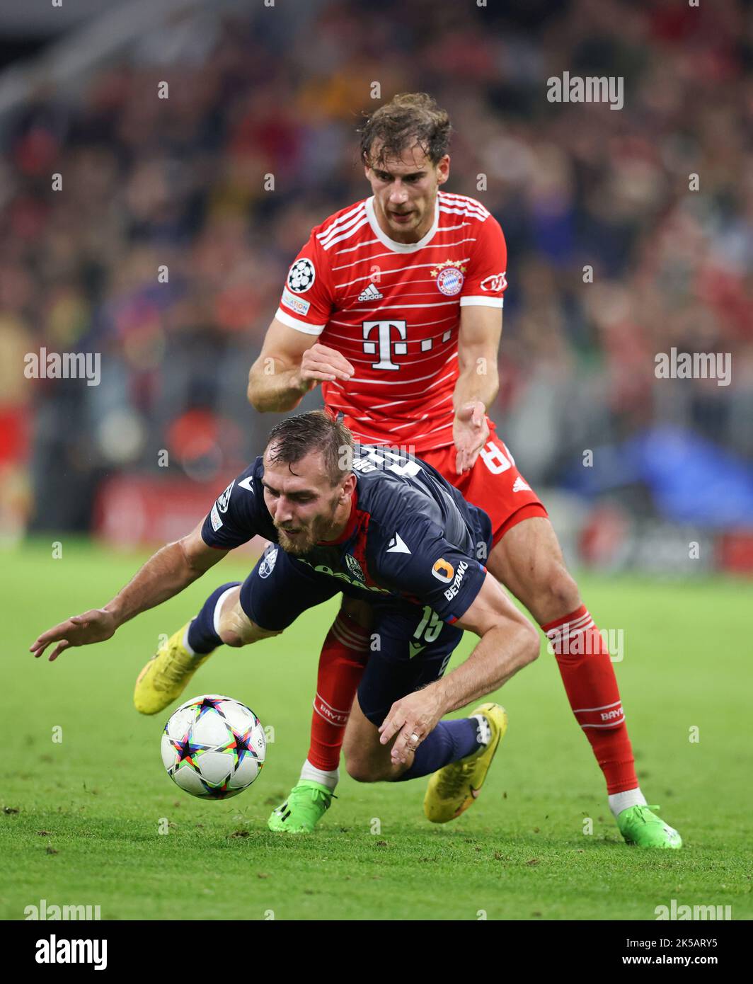 Leon Goretzka of Bayern Muenchen Tomas Chory of Viktoria Plzen FC ...