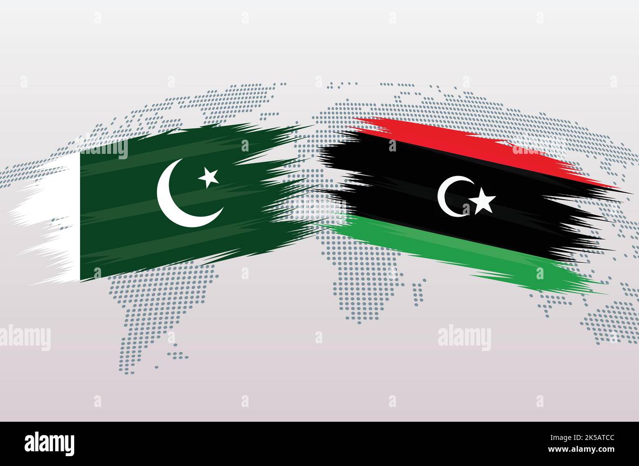 Pakistan VS Libya flags. Islamic Republic of Pakistan VS Libyan flags ...