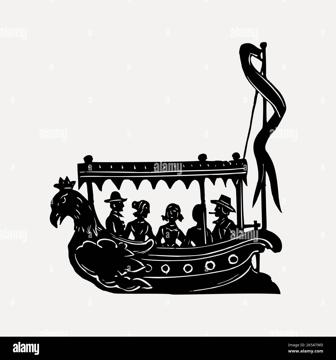 People on boat collage element, drawing illustration vector Stock ...
