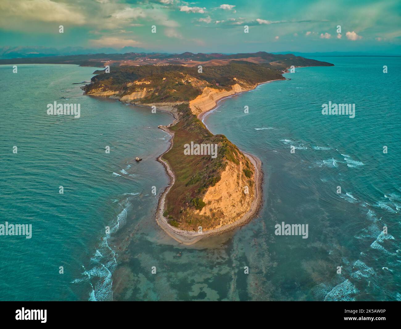 An aerial view of the Cape of Rodon on the Adriatic Sea Stock Photo - Alamy