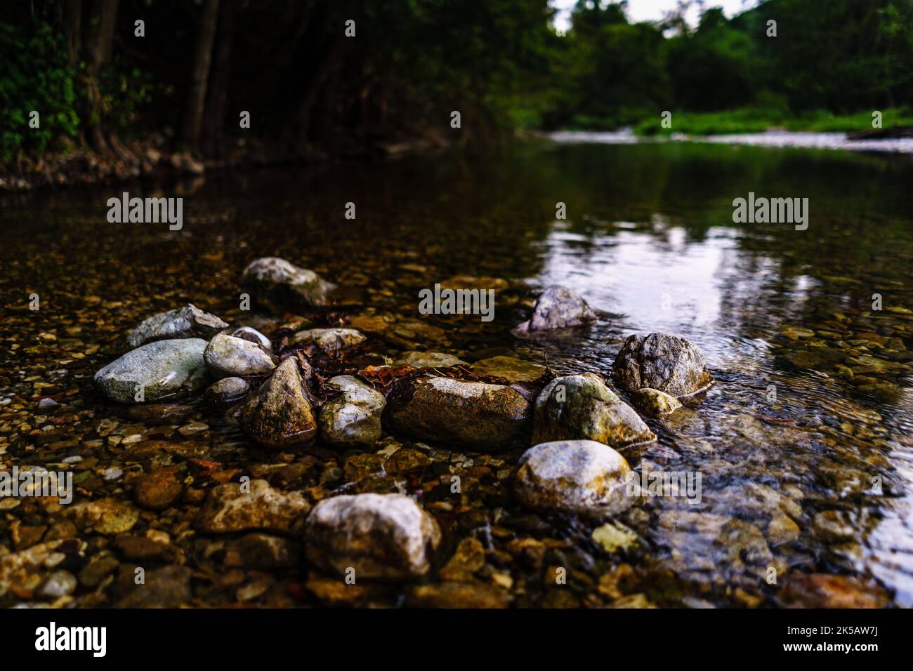 Gray pebbles by the shallow stream of Gradac river in Serbia Stock ...