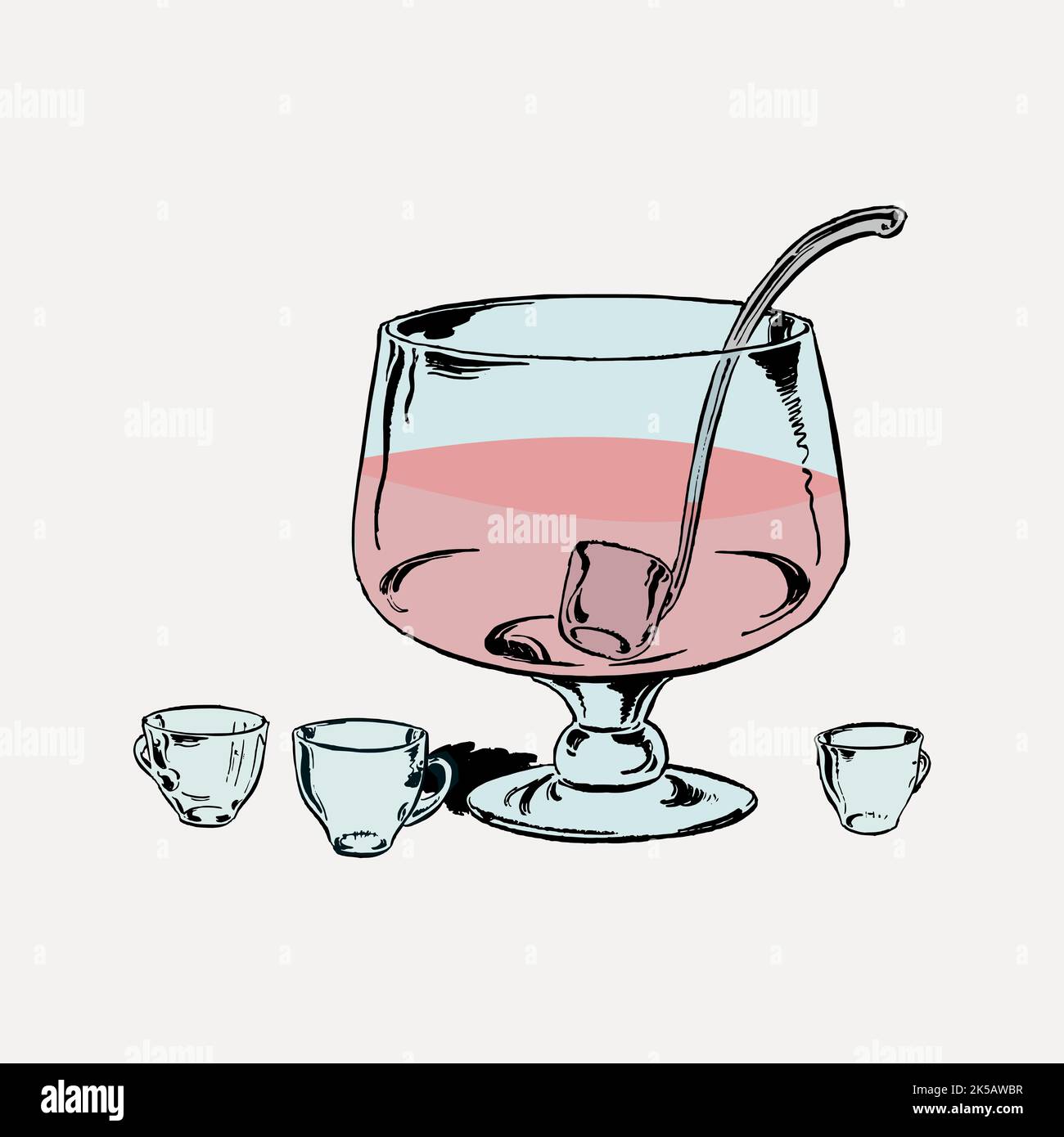 Punch bowl collage element, drawing illustration vector Stock Vector ...
