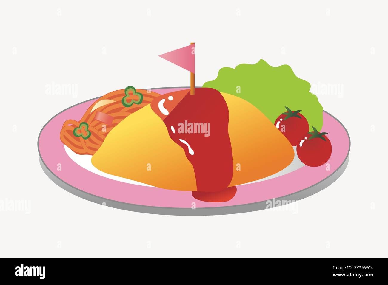 Omelet collage element, cute illustration vector Stock Vector Image ...