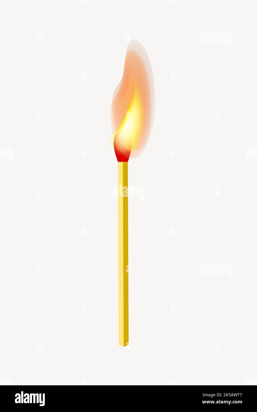 Burning match collage element, cute illustration vector Stock Vector ...