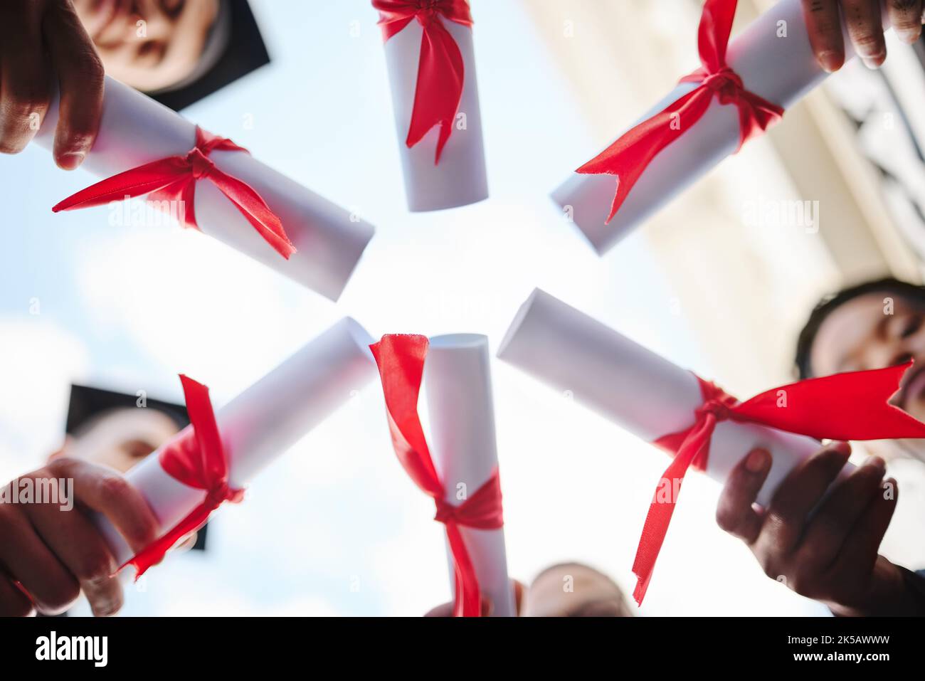 Graduation circle, success and students certificate, diploma or degree ...