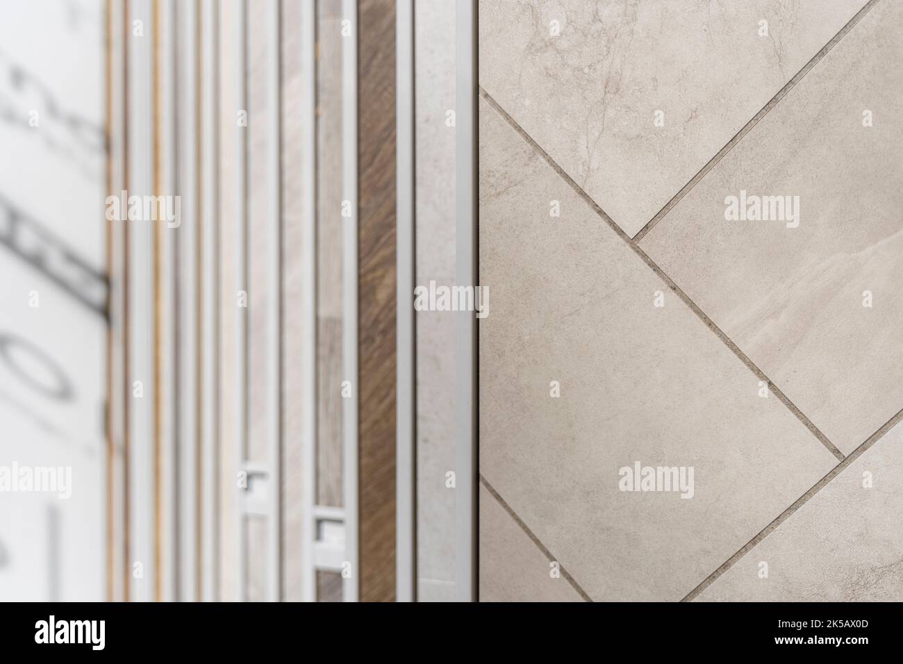 Luxury Vinyl Tile flooring samples at a high end flooring showroom ...