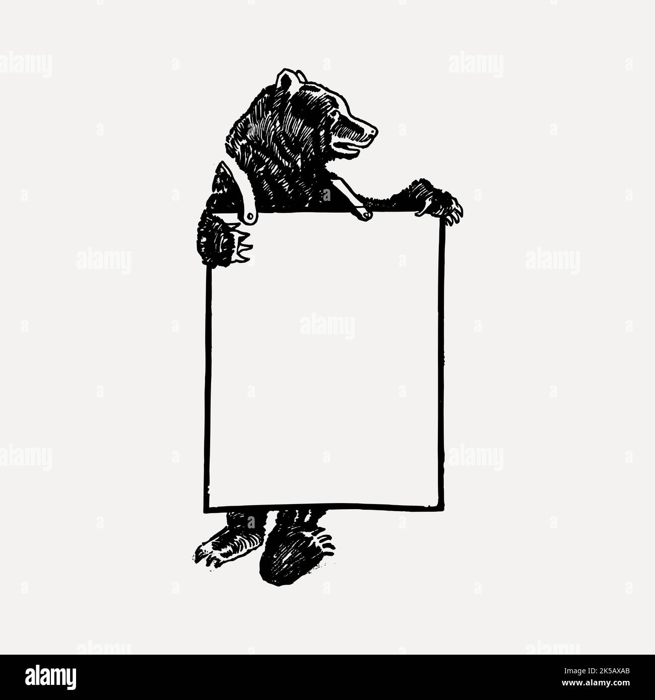 Bear frame collage element, drawing illustration vector Stock Vector ...