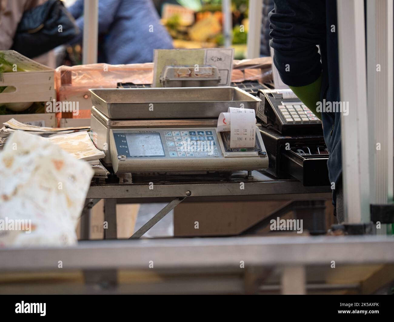 Precision Scales attached to a Cash Register for Cash Collection and ...
