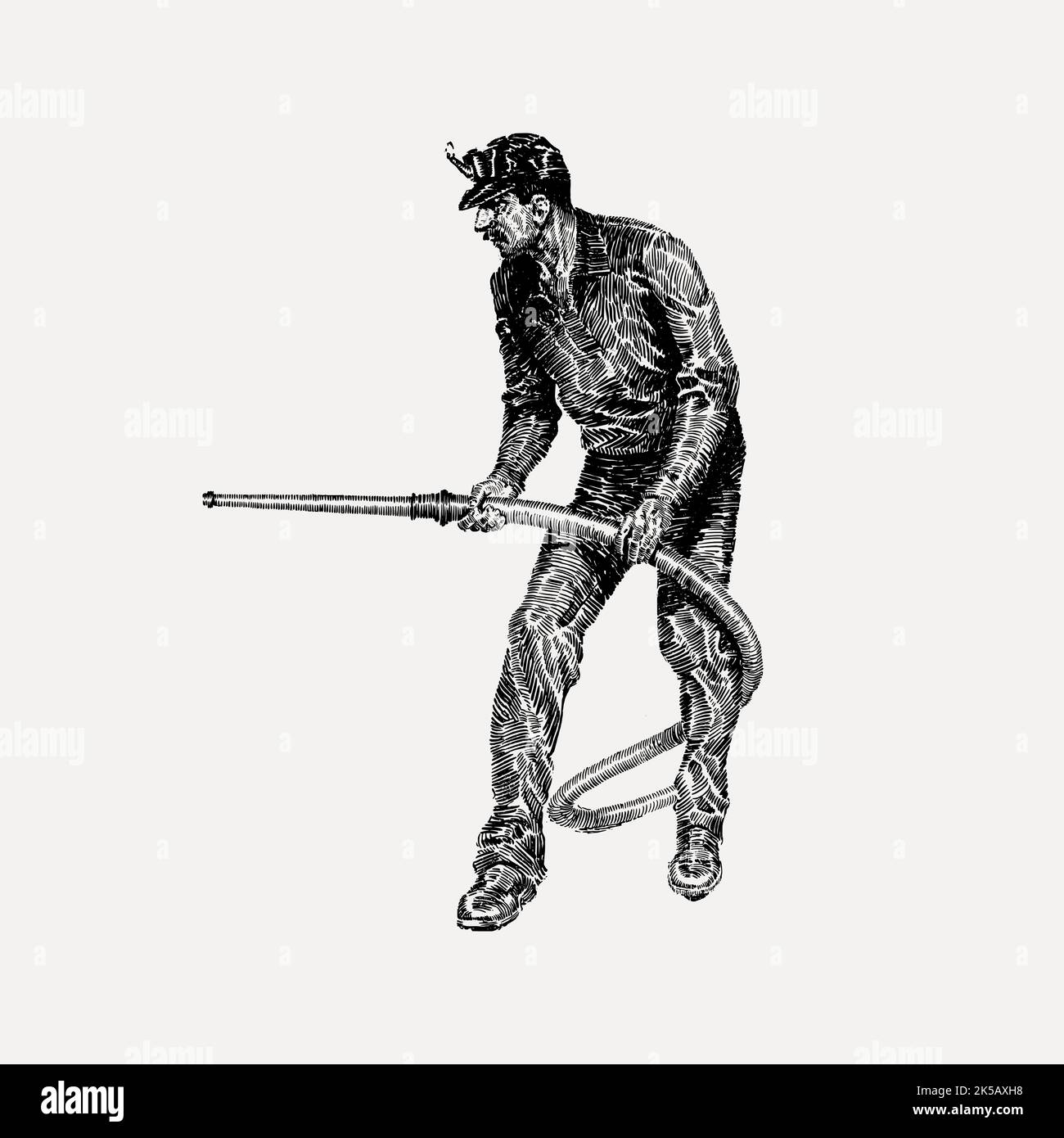 Man holding hose collage element, drawing illustration vector Stock ...