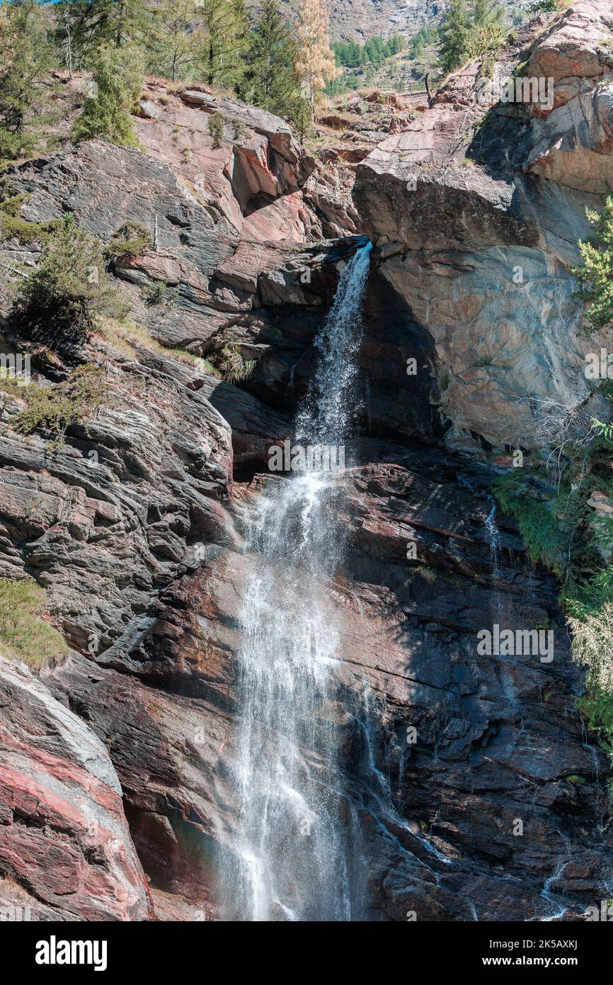 Lillaz Waterfalls in Cogne on the Italian Alps Mountains in the Aosta ...
