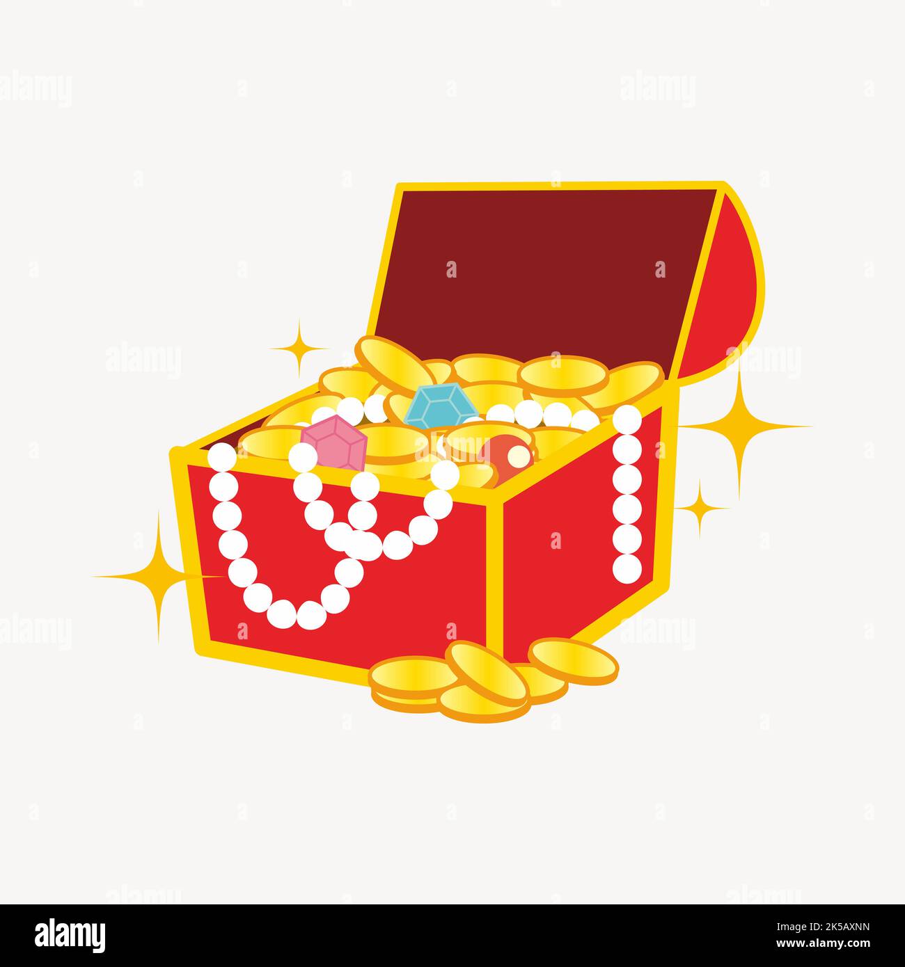 Treasure chest collage element, cute illustration vector Stock Vector ...