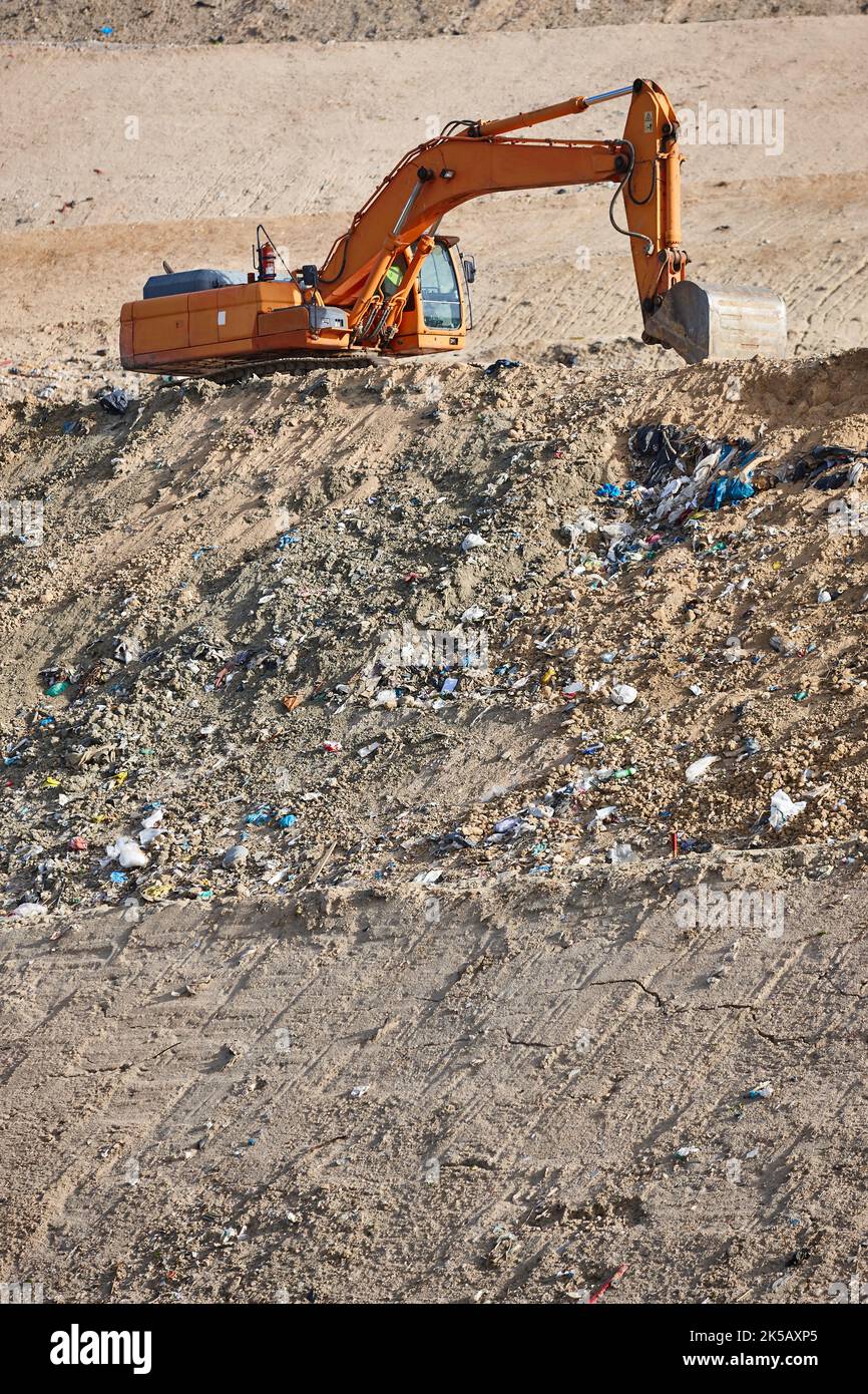 Open air garbage dump. Plastic waste pollution. Recycling junk ...