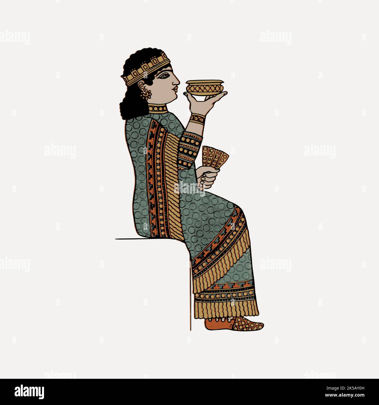 Assyrian clothes collage element, drawing illustration vector Stock ...
