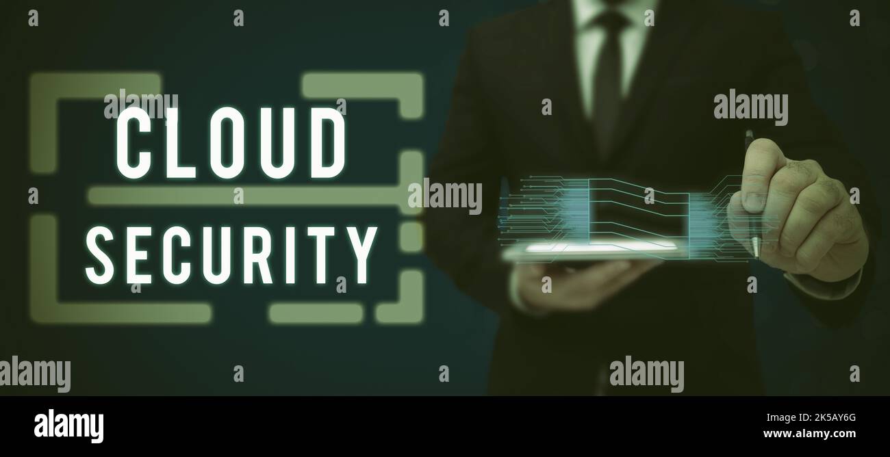 Hand Writing Sign Cloud Security Concept Meaning Imposing A Secured System Of Existing Data In