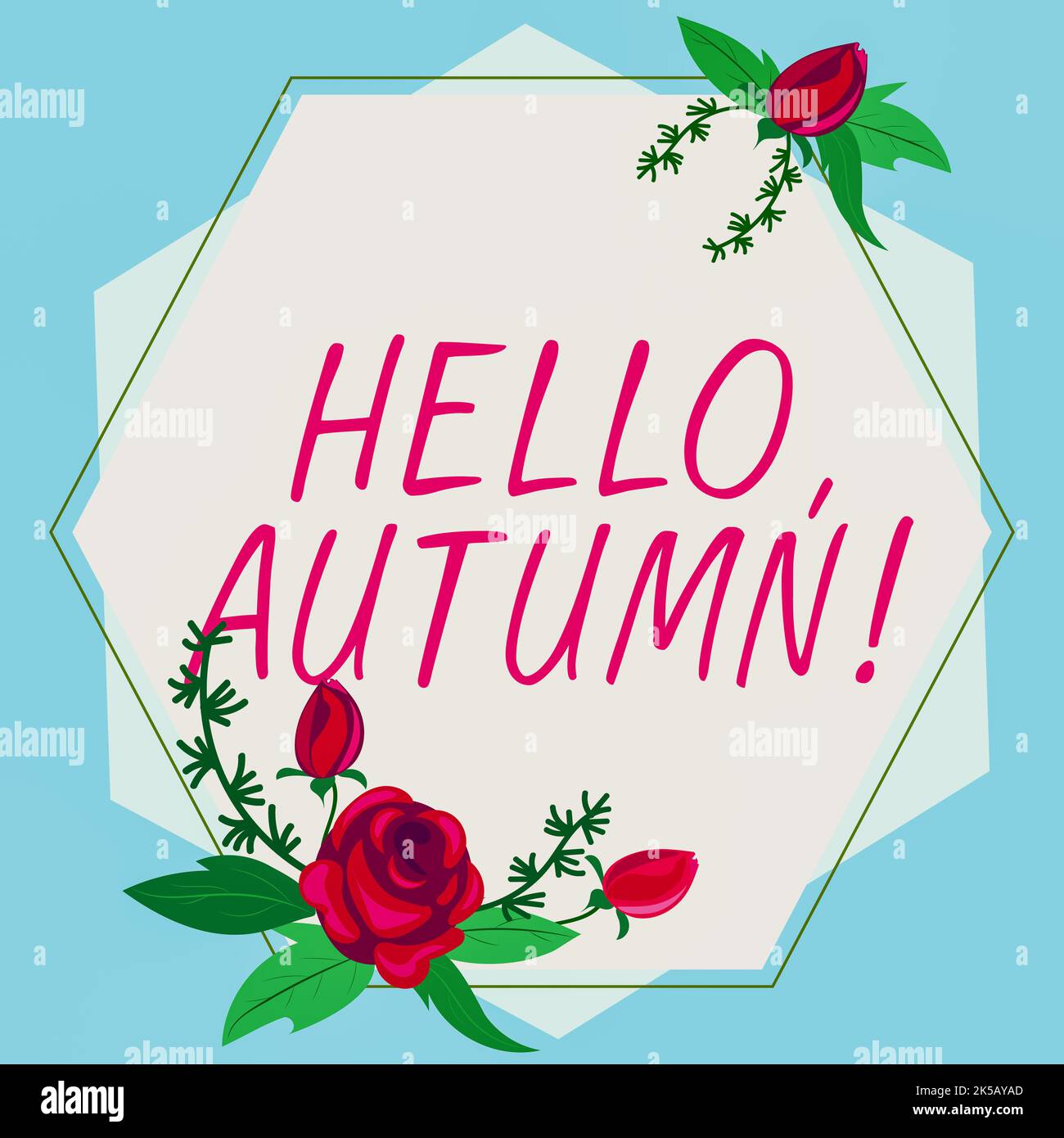 Text caption presenting Hello, Autumn. Word for greeting used when ...