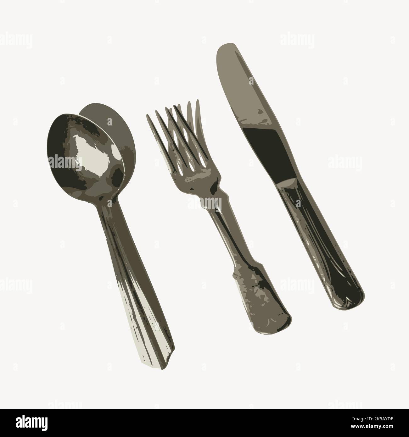 Cutlery collage element, cute illustration vector Stock Vector Image ...