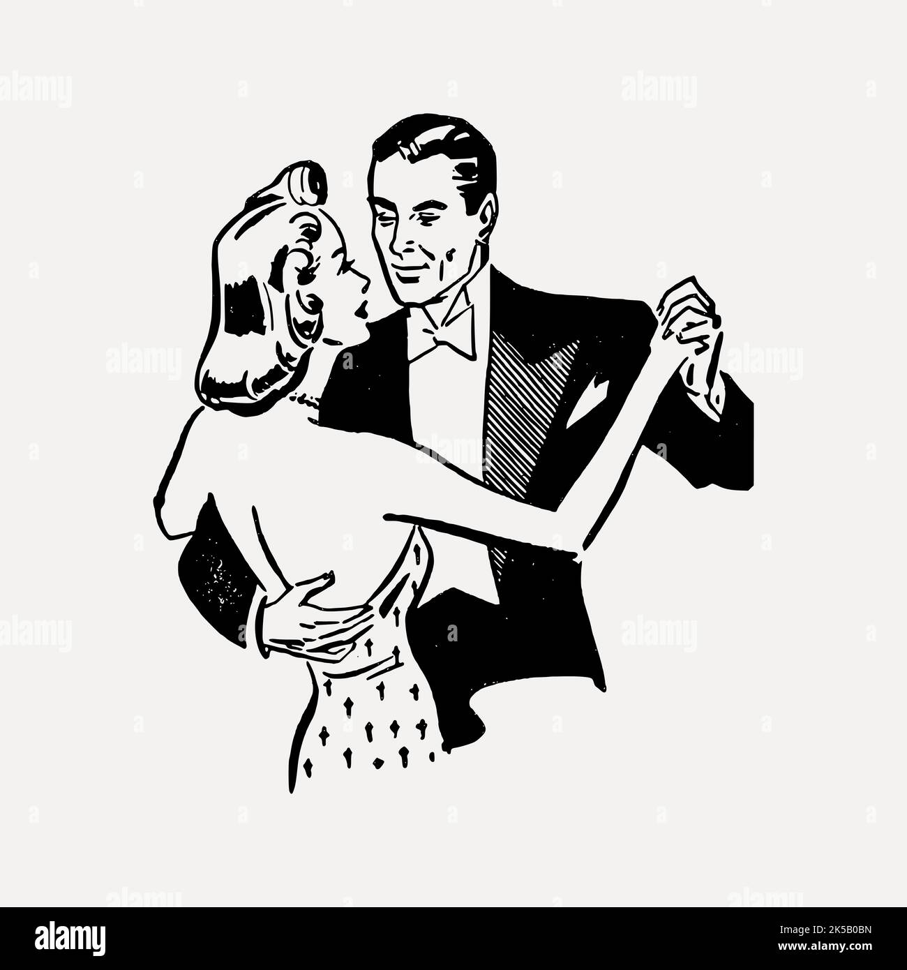 Dancing couple collage element, drawing illustration vector Stock ...