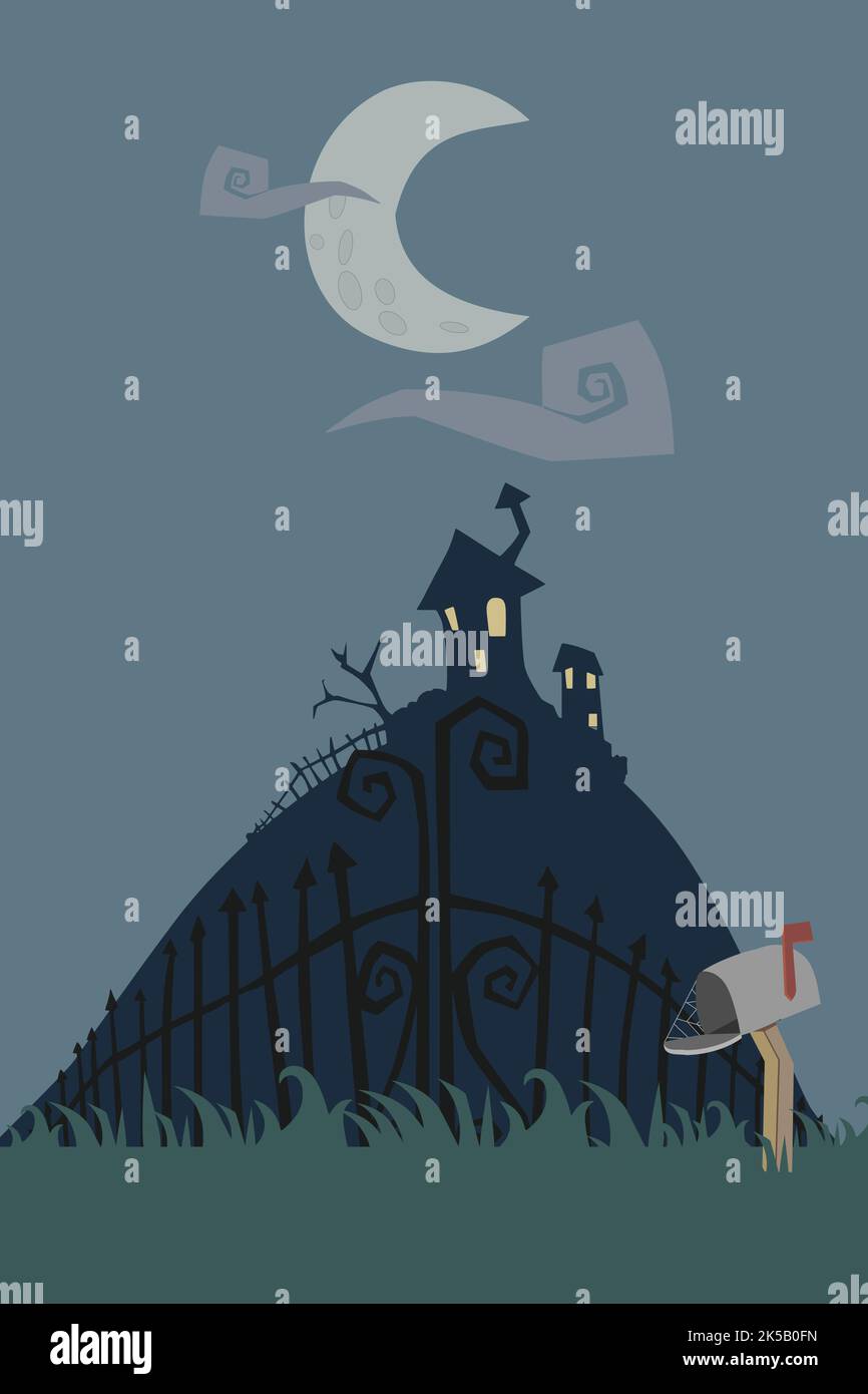 Cute haunted house collage element, Halloween illustration vector Stock ...