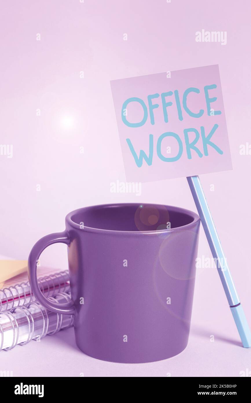 Text showing inspiration Office Work. Business concept a work that ...
