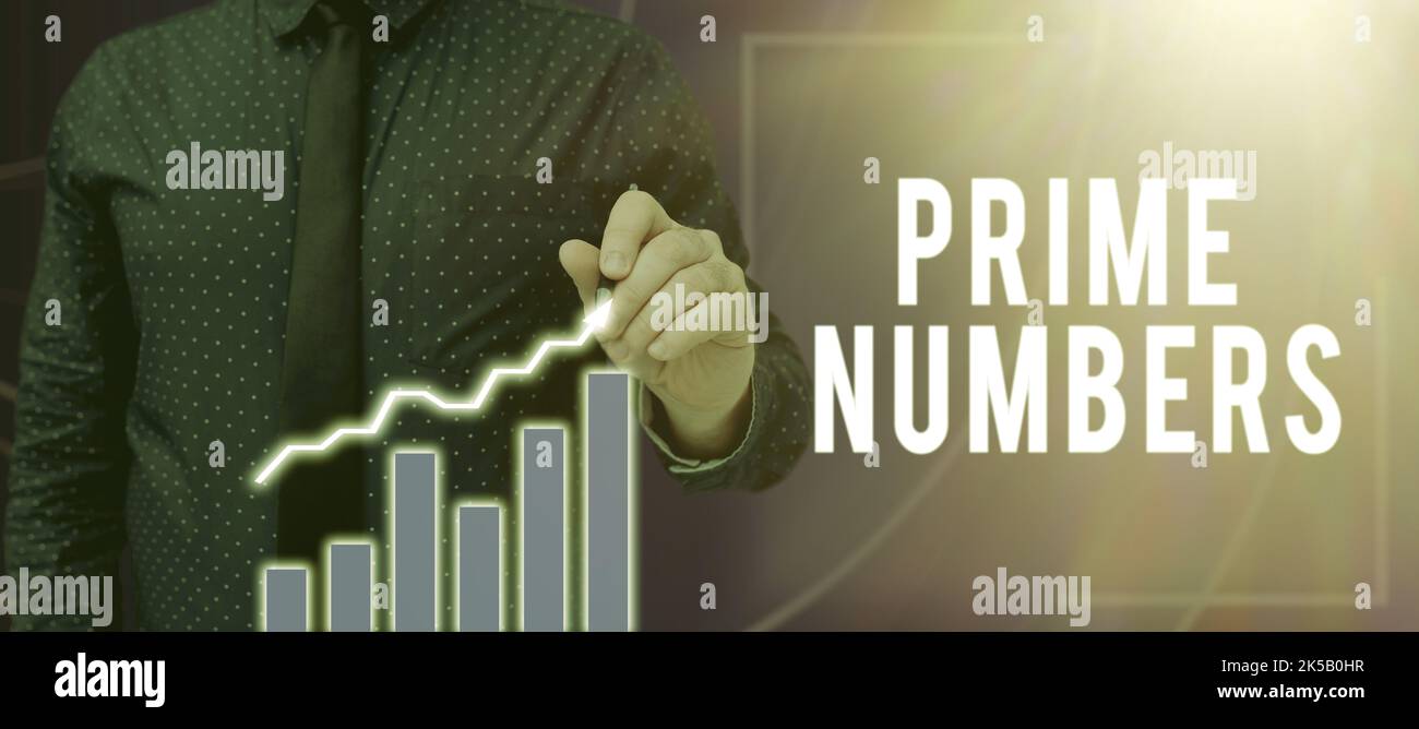 Hand writing sign Prime Numbers. Business idea a positive integer ...