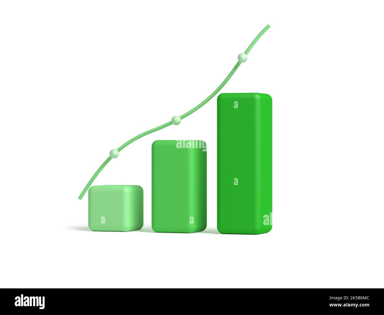 Green bar graph isolated on white background. Positive trend. Profit ...