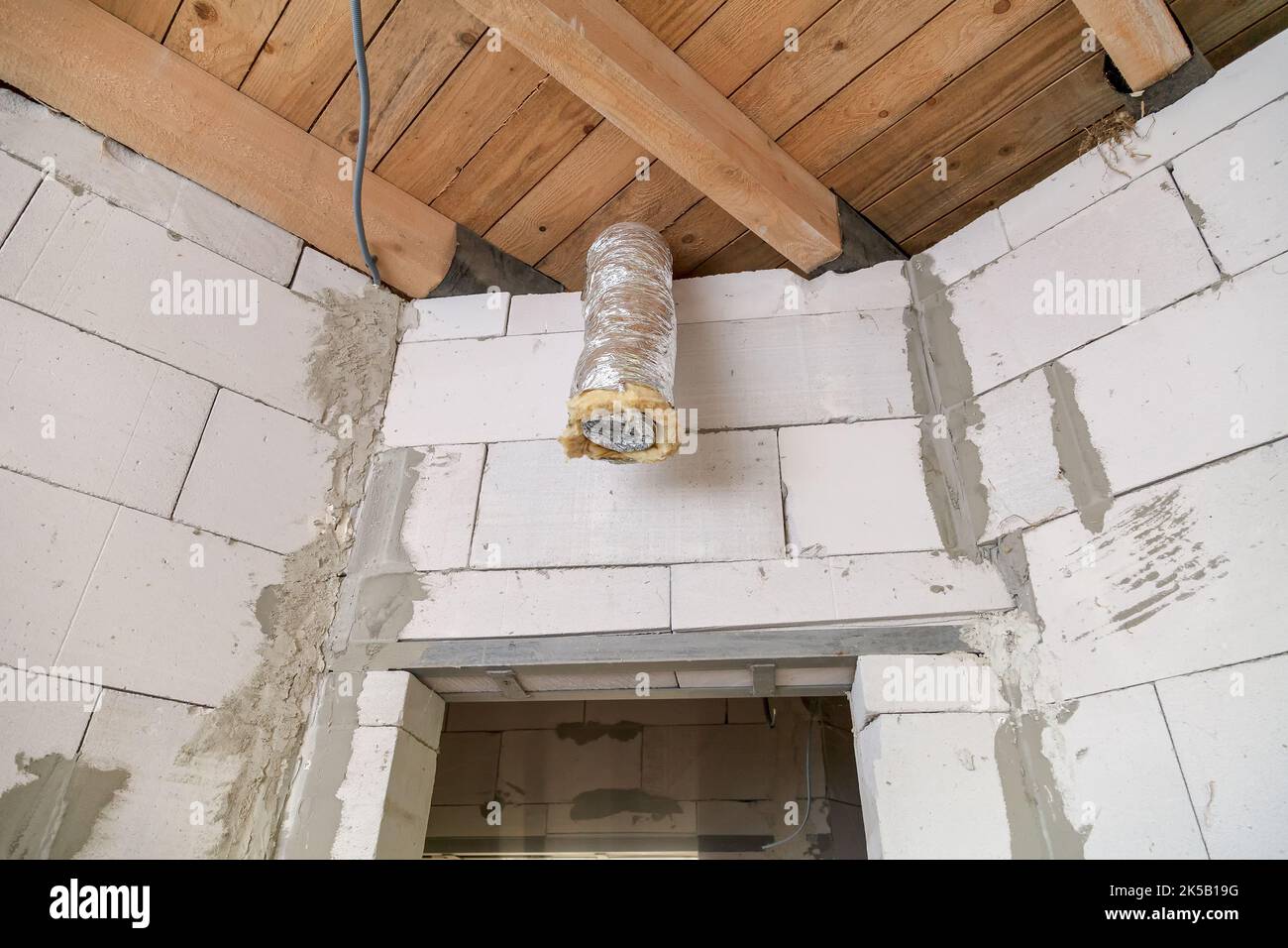 Installation of a pipe heating system. Heating at home with hot air ...