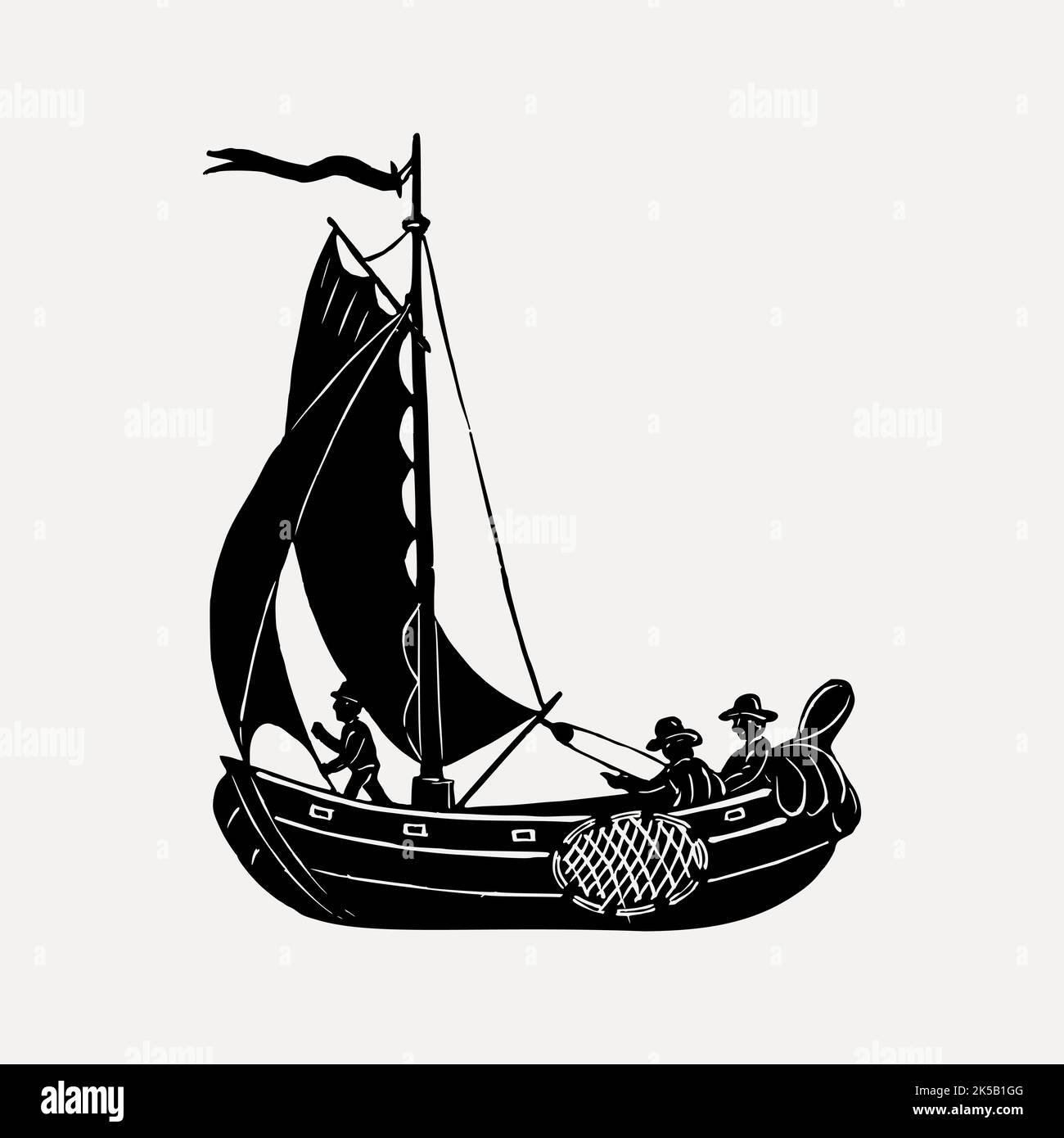 People on boat collage element, drawing illustration vector Stock ...