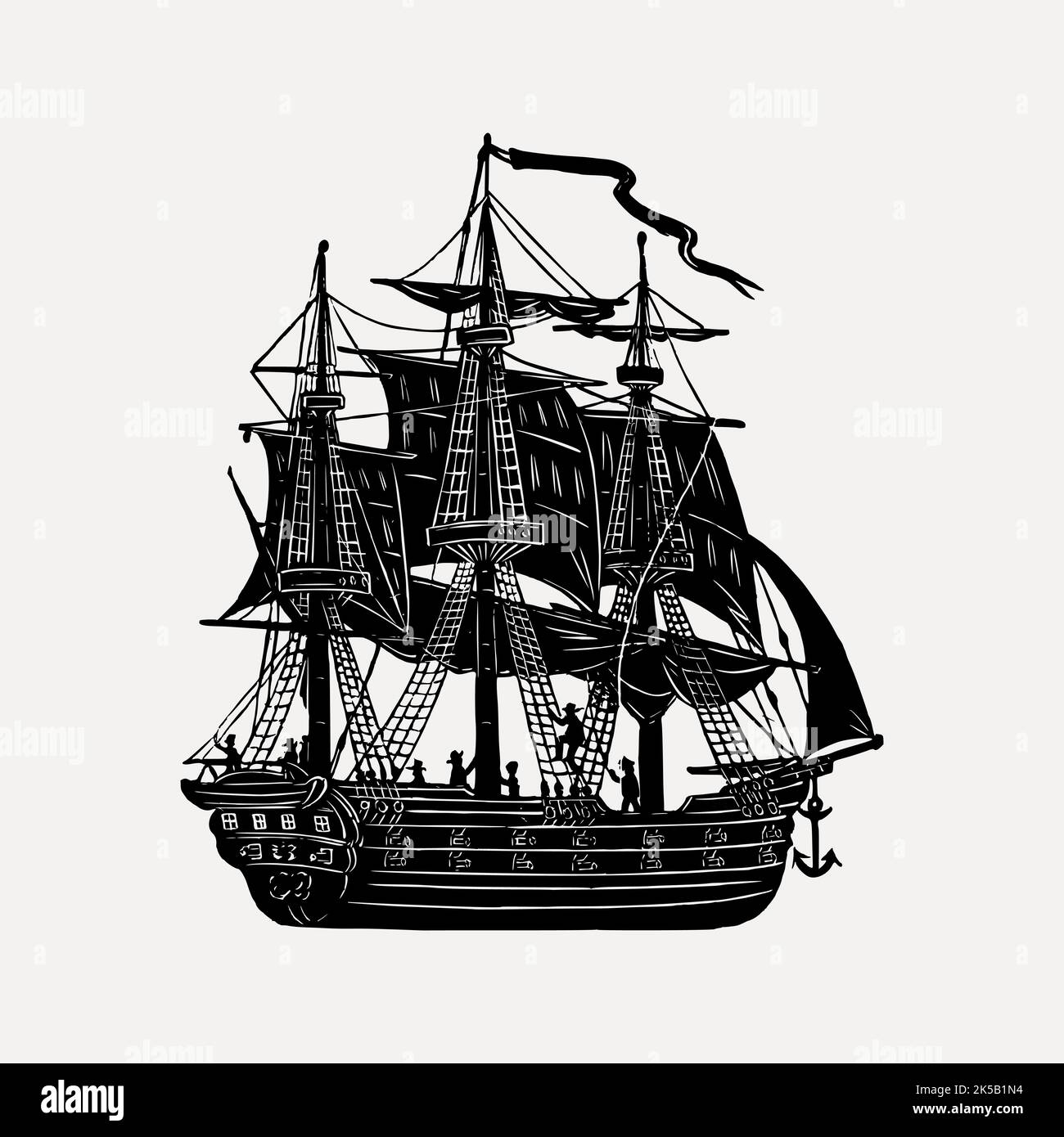 Tall ship collage element, drawing illustration vector Stock Vector ...