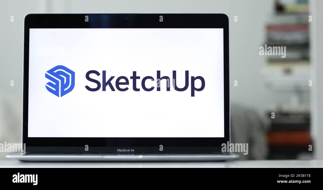 The logo of SketchUp displayed on the screen of a laptop Stock Photo ...