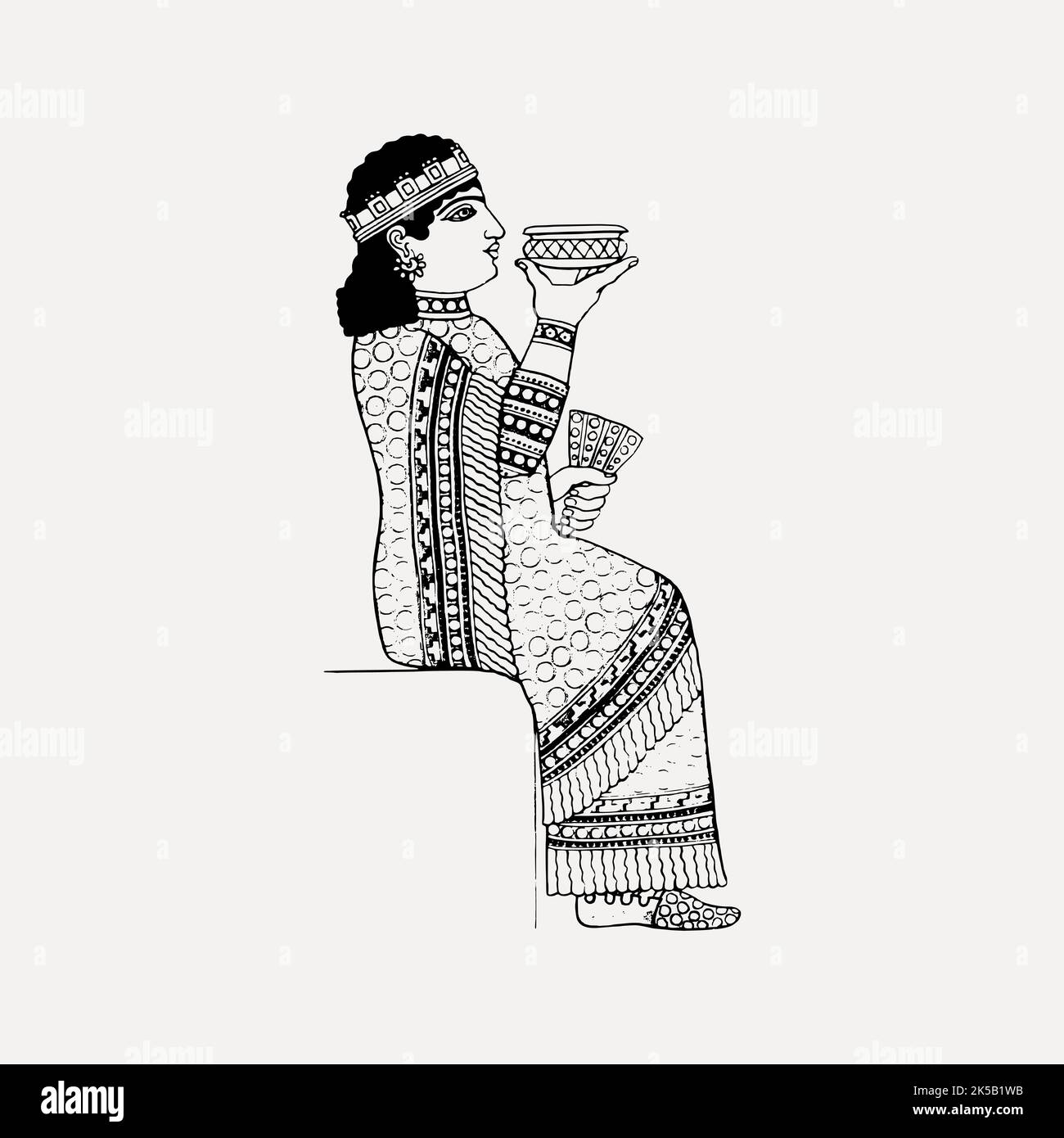 Assyrian clothes collage element, drawing illustration vector Stock ...