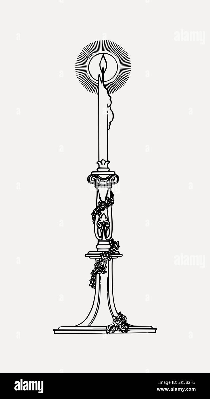 Stylized candle collage element, drawing illustration vector Stock ...