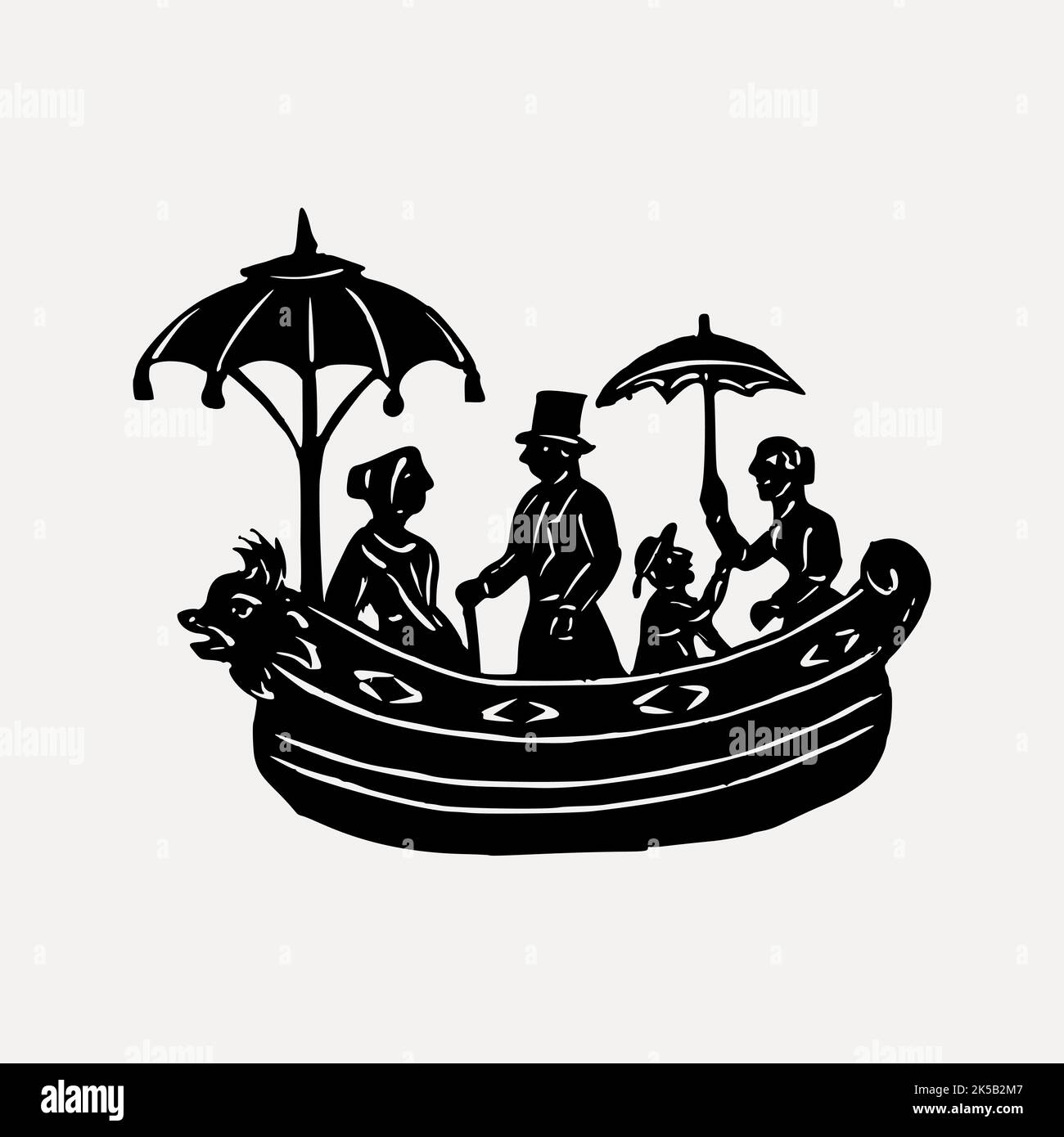 People on boat collage element, drawing illustration vector Stock ...