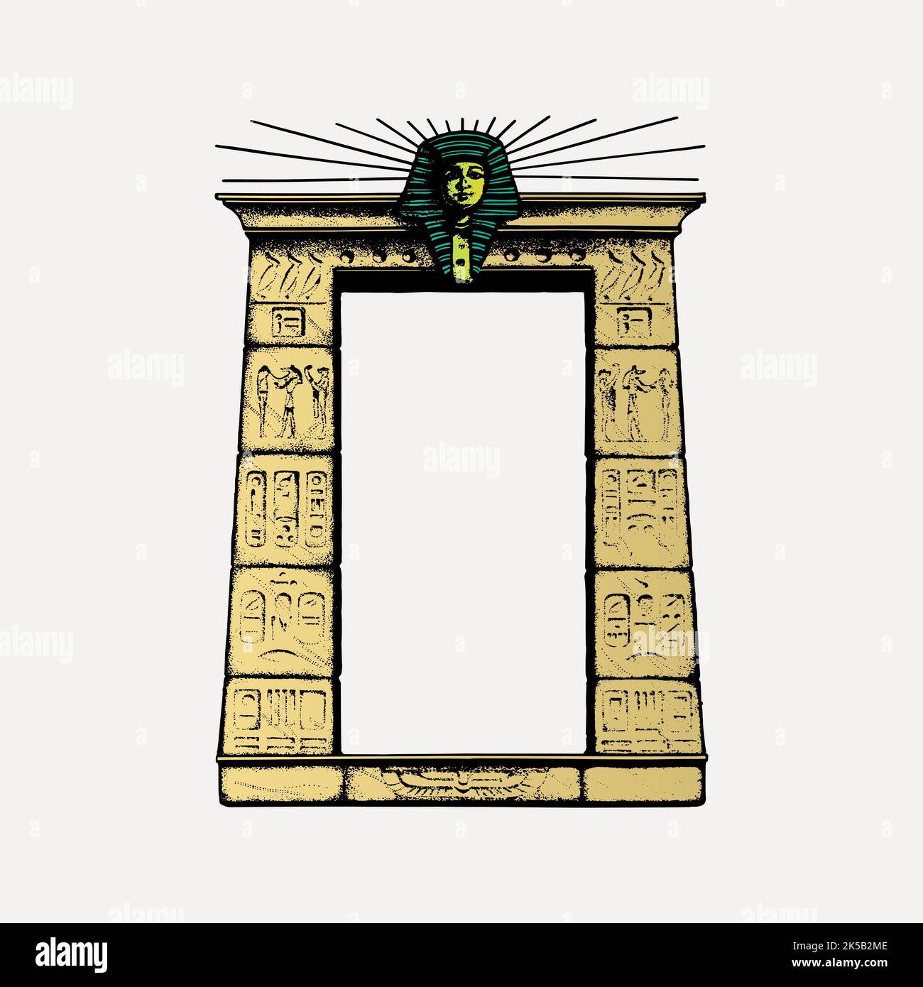 Egyptian frame collage element, drawing illustration vector Stock ...