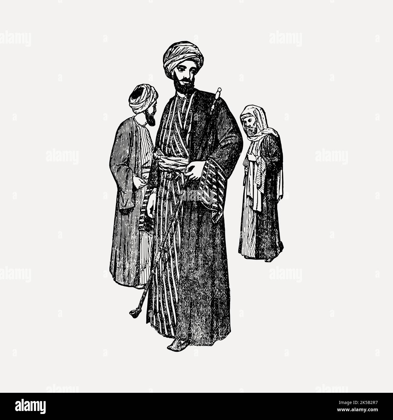 Arabian men collage element, drawing illustration vector Stock Vector ...
