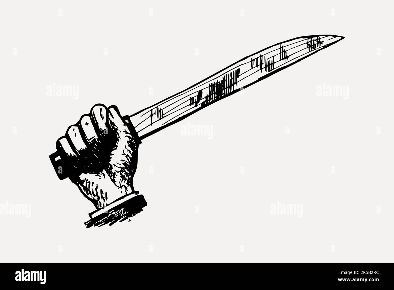 Hand holding knife collage element, drawing illustration vector Stock ...