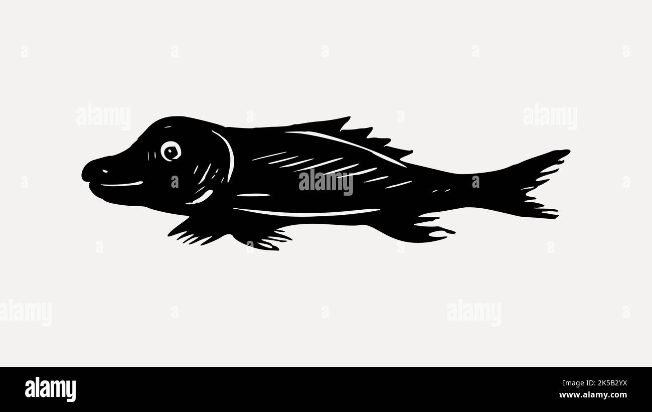 Fish collage element, drawing illustration vector Stock Vector Image ...