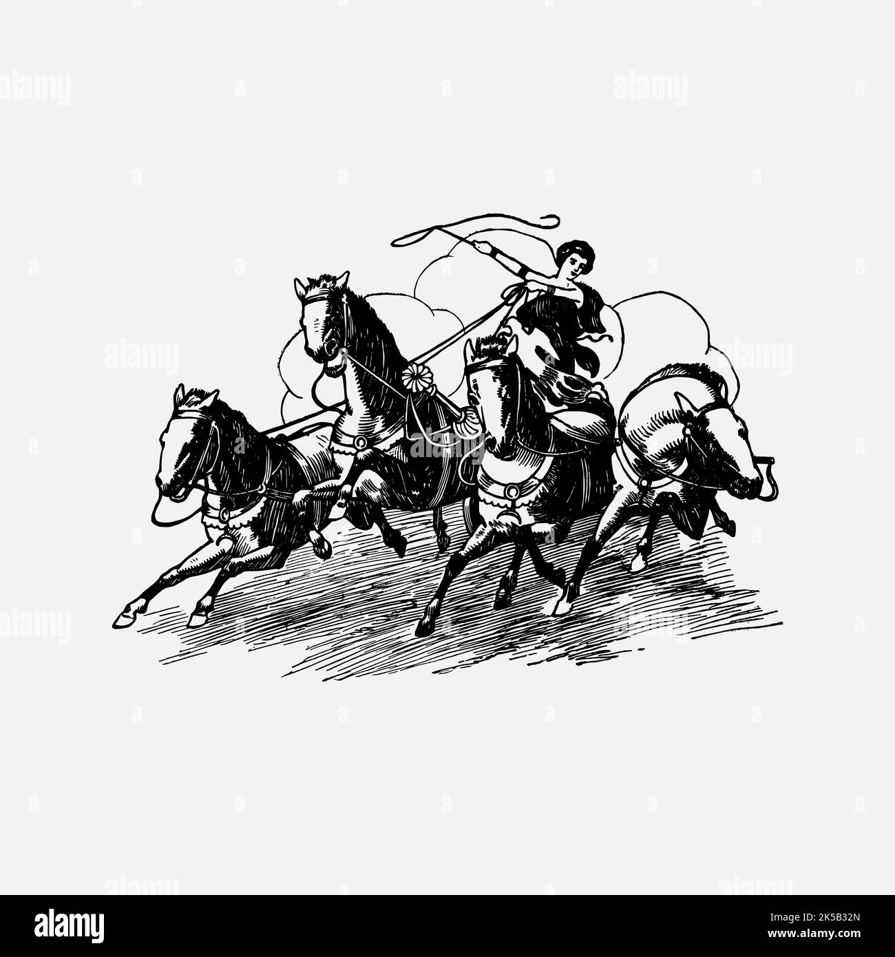 Lady in chariot collage element, drawing illustration vector Stock ...