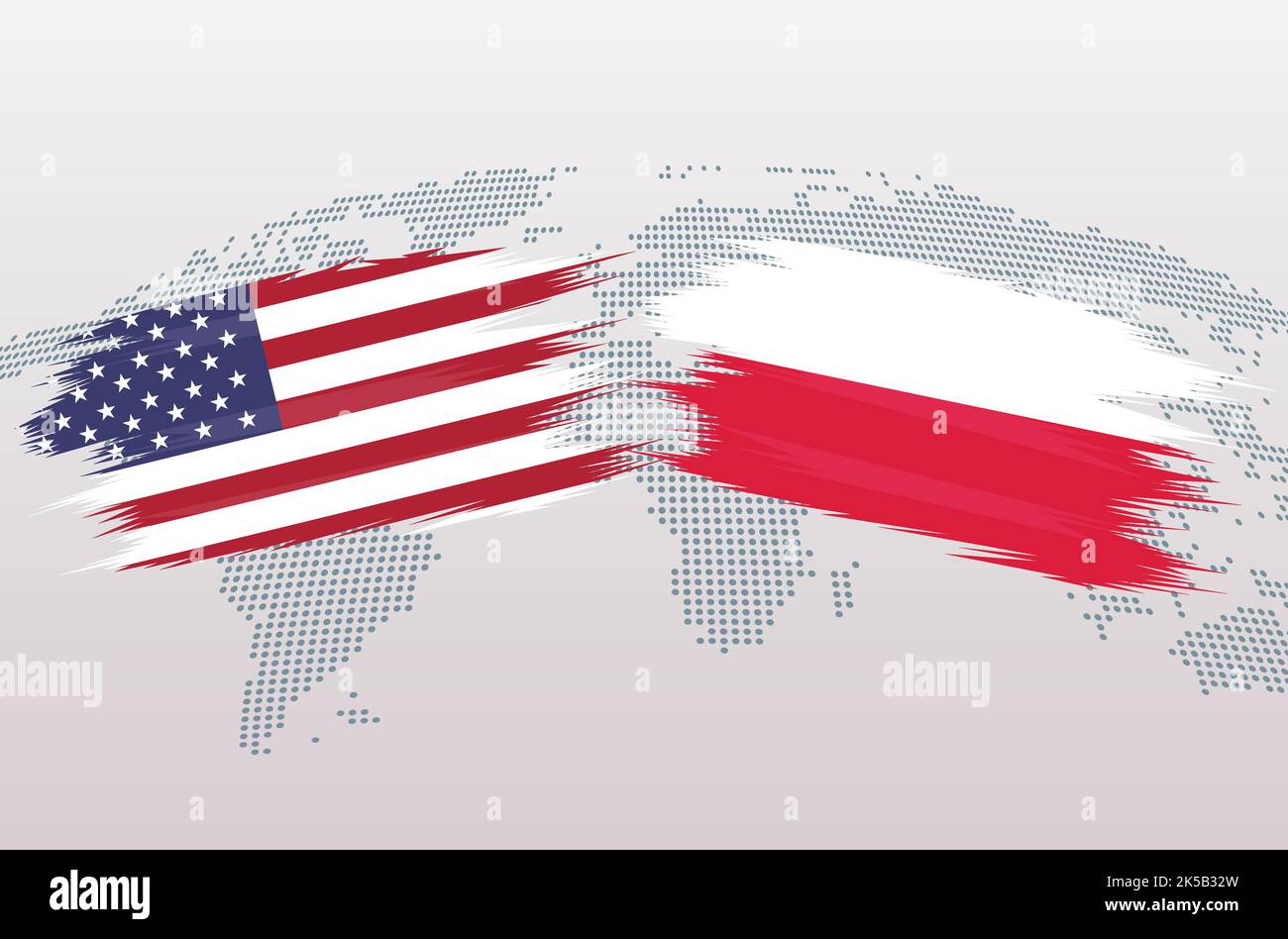 Poland vs usa america flags on world map concept Stock Vector Images ...