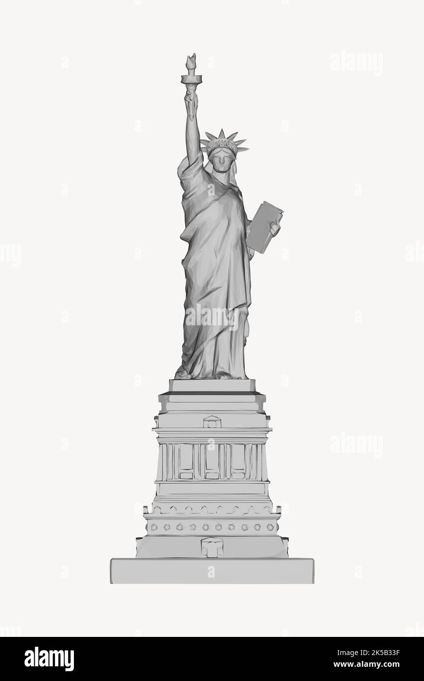 Statue of Liberty clipart, USA famous landmark illustration vector ...