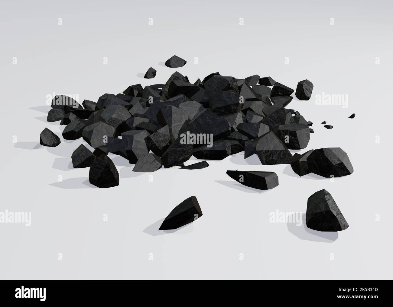 3d render of isolated pile of black coal for energy concept Stock Photo ...